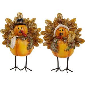 Holiday | Thanksgiving Turkey Figurine Set Of 2 Resin Standing Turkey ...